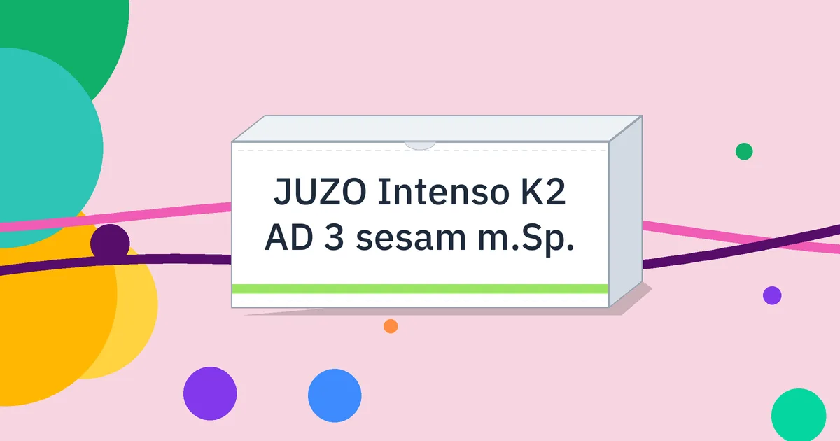 Symbolbild: Packung mit der Aufschrift JUZO Intenso K2 AD 3 sesam m.Sp. (PZN 18606246) – Verfügbarkeit und Bezug in Apotheken in Frankfurt am Main