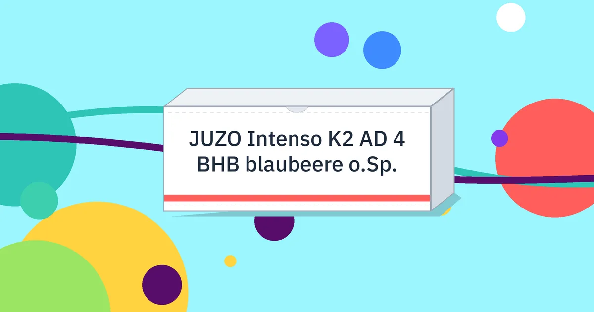 Symbolbild: Packung mit der Aufschrift JUZO Intenso K2 AD 4 BHB blaubeere o.Sp. (PZN 18623931) – Verfügbarkeit und Bezug in Apotheken in Frankfurt am Main