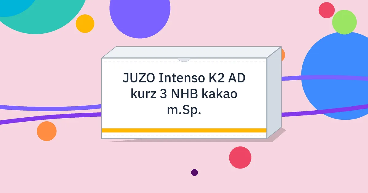Symbolbild: Packung mit der Aufschrift JUZO Intenso K2 AD kurz 3 NHB kakao m.Sp. (PZN 18611247) – Verfügbarkeit und Bezug in Apotheken in Frankfurt am Main