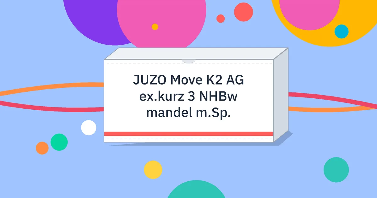 Symbolbild: Packung mit der Aufschrift JUZO Move K2 AG ex.kurz 3 NHBw mandel m.Sp. (PZN 16640693) – Verfügbarkeit und Bezug in Apotheken in Frankfurt am Main