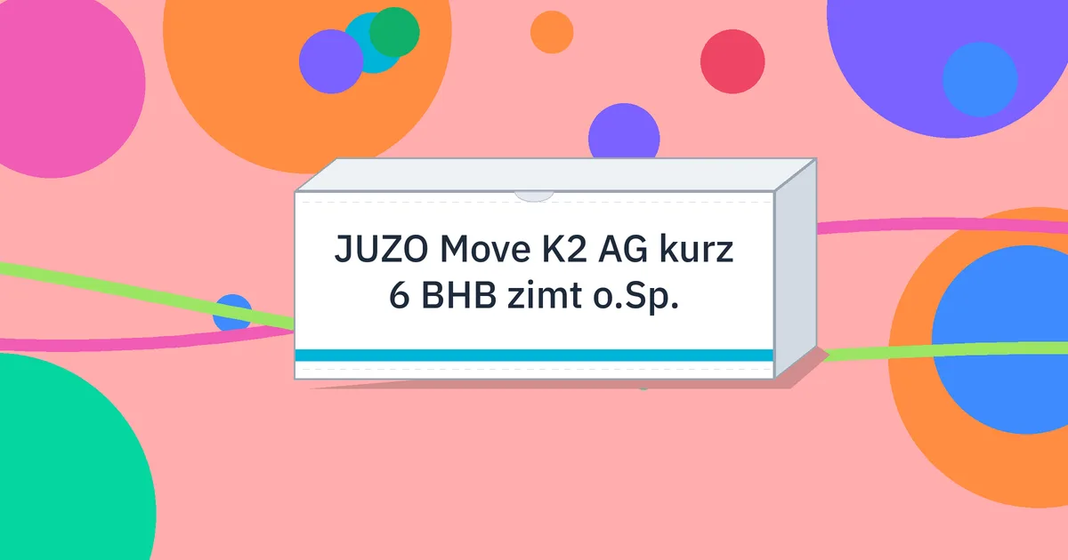 Symbolbild: Packung mit der Aufschrift JUZO Move K2 AG kurz 6 BHB zimt o.Sp. (PZN 18530129) – Verfügbarkeit und Bezug in Apotheken in Frankfurt am Main