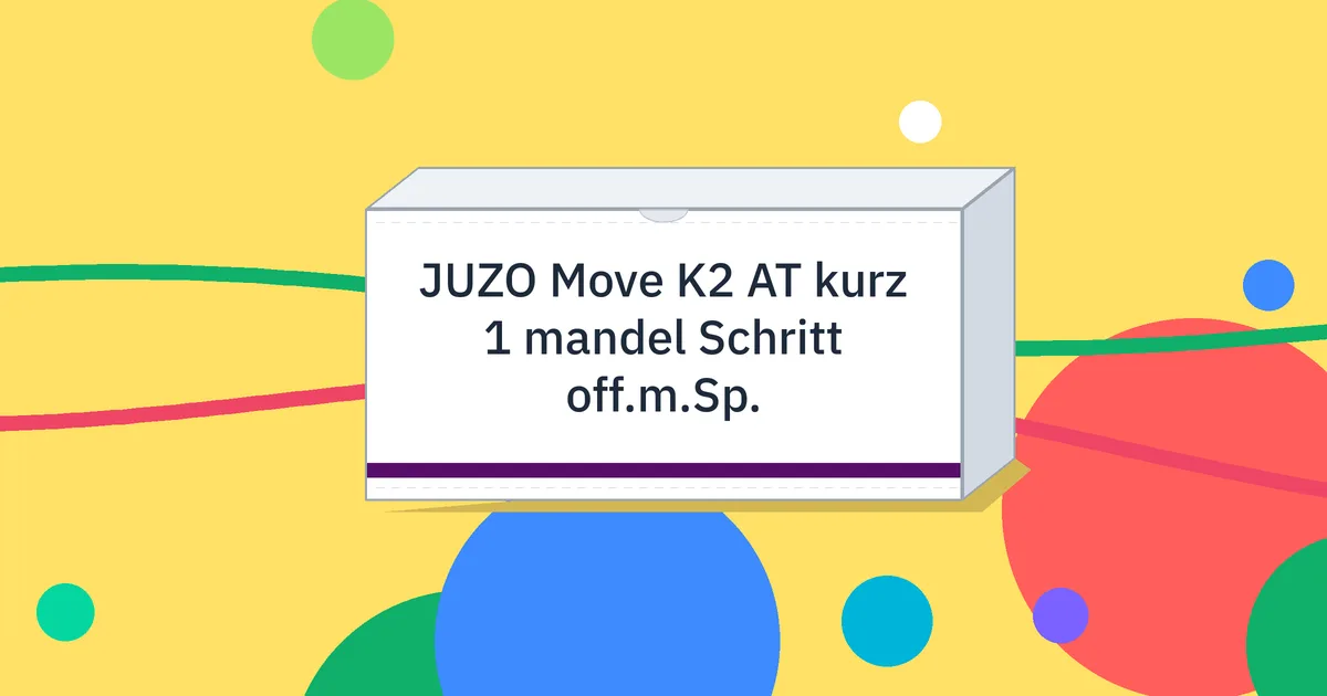Symbolbild: Packung mit der Aufschrift JUZO Move K2 AT kurz 1 mandel Schritt off.m.Sp. (PZN 20674485) – Verfügbarkeit und Bezug in Apotheken in Frankfurt am Main