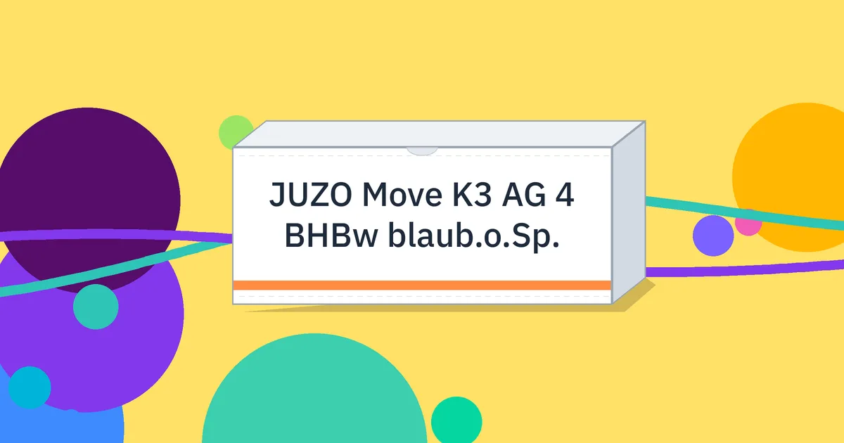 Symbolbild: Packung mit der Aufschrift JUZO Move K3 AG 4 BHBw blaub.o.Sp. (PZN 18589654) – Verfügbarkeit und Bezug in Apotheken in Frankfurt am Main