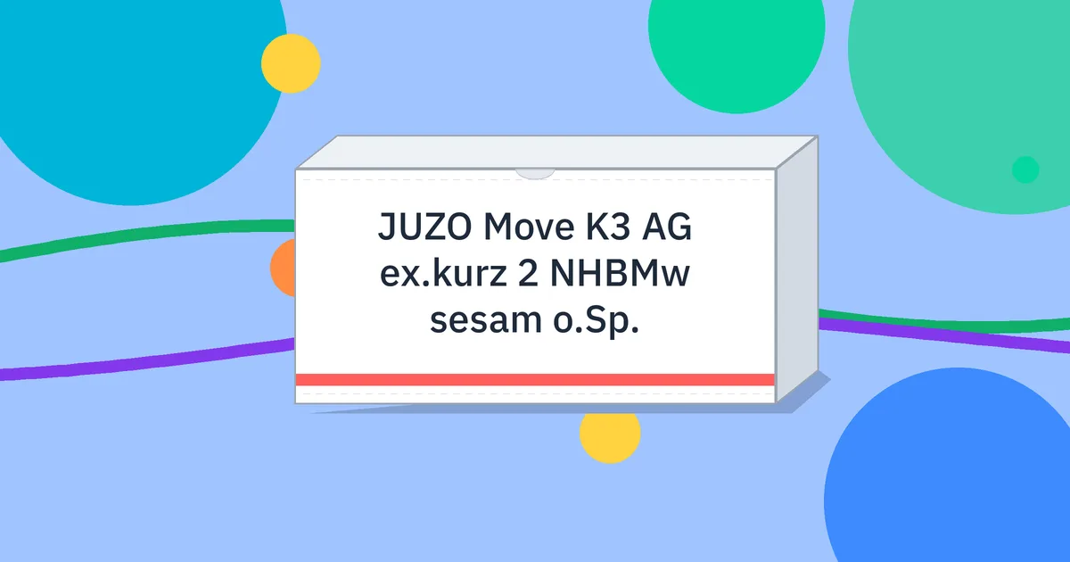 Symbolbild: Packung mit der Aufschrift JUZO Move K3 AG ex.kurz 2 NHBMw sesam o.Sp. (PZN 18584941) – Verfügbarkeit und Bezug in Apotheken in Frankfurt am Main