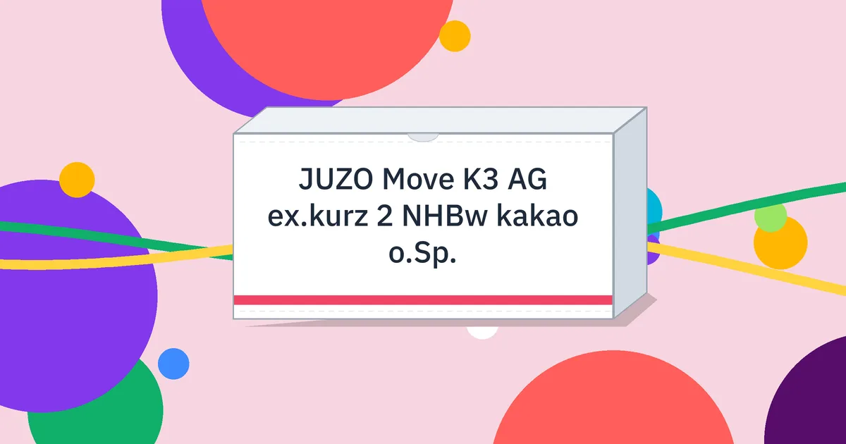 Symbolbild: Packung mit der Aufschrift JUZO Move K3 AG ex.kurz 2 NHBw kakao o.Sp. (PZN 18596387) – Verfügbarkeit und Bezug in Apotheken in Frankfurt am Main