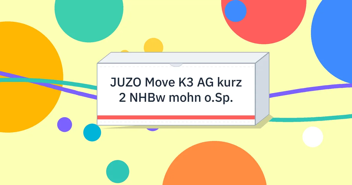 Symbolbild: Packung mit der Aufschrift JUZO Move K3 AG kurz 2 NHBw mohn o.Sp. (PZN 18592372) – Verfügbarkeit und Bezug in Apotheken in Frankfurt am Main