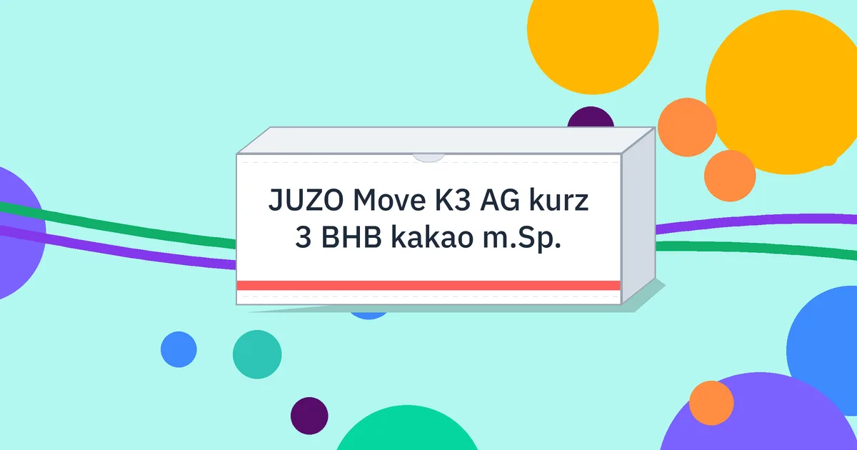 Symbolbild: Packung mit der Aufschrift JUZO Move K3 AG kurz 3 BHB kakao m.Sp. (PZN 18591556) – Verfügbarkeit und Bezug in Apotheken in Frankfurt am Main
