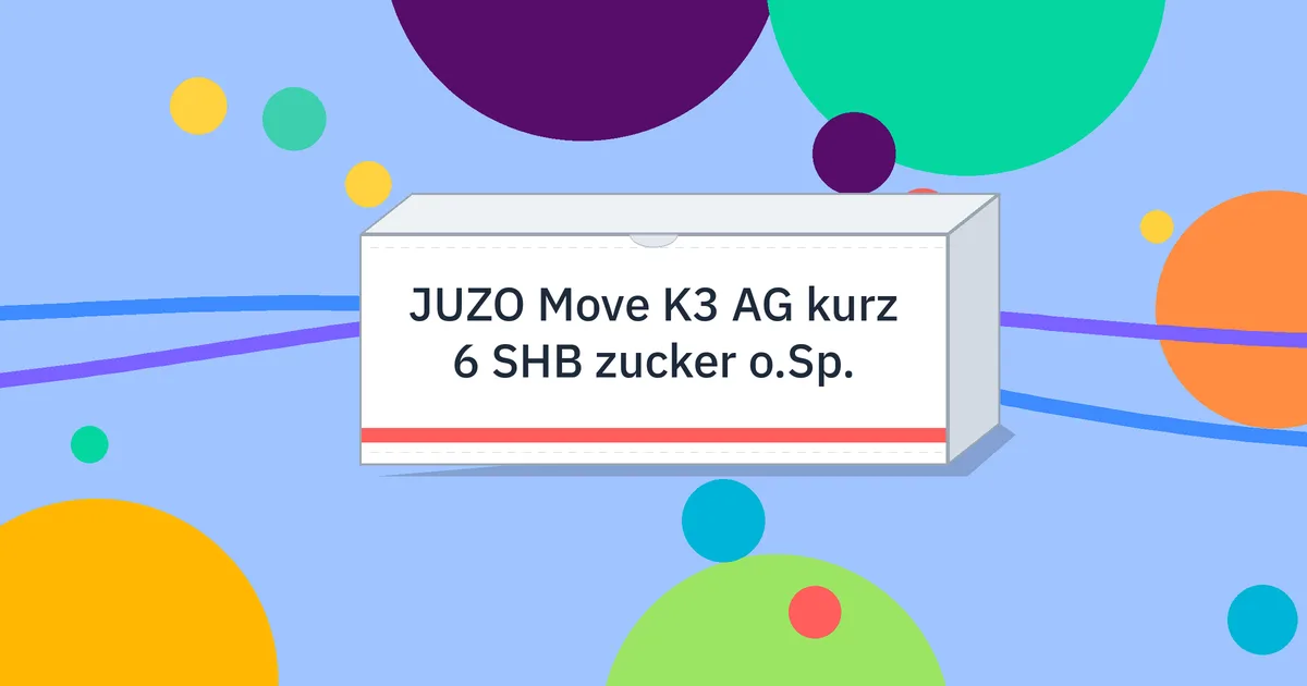 Symbolbild: Packung mit der Aufschrift JUZO Move K3 AG kurz 6 SHB zucker o.Sp. (PZN 18581316) – Verfügbarkeit und Bezug in Apotheken in Frankfurt am Main