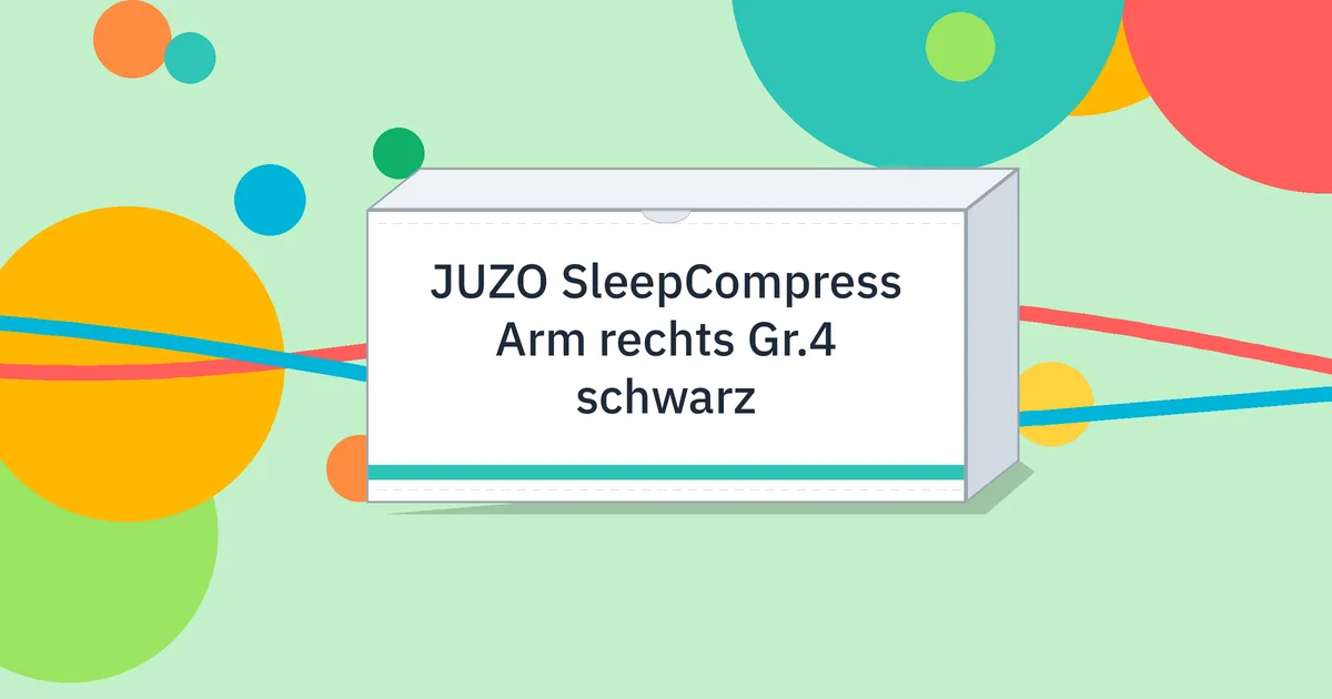 Symbolbild: Packung mit der Aufschrift JUZO SleepCompress Arm rechts Gr.4 schwarz (PZN 18298891) – Verfügbarkeit und Bezug in Apotheken in Frankfurt am Main