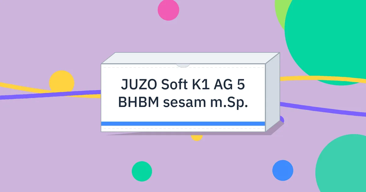 Symbolbild: Packung mit der Aufschrift JUZO Soft K1 AG 5 BHBM sesam m.Sp. (PZN 14854964) – Verfügbarkeit und Bezug in Apotheken in Frankfurt am Main