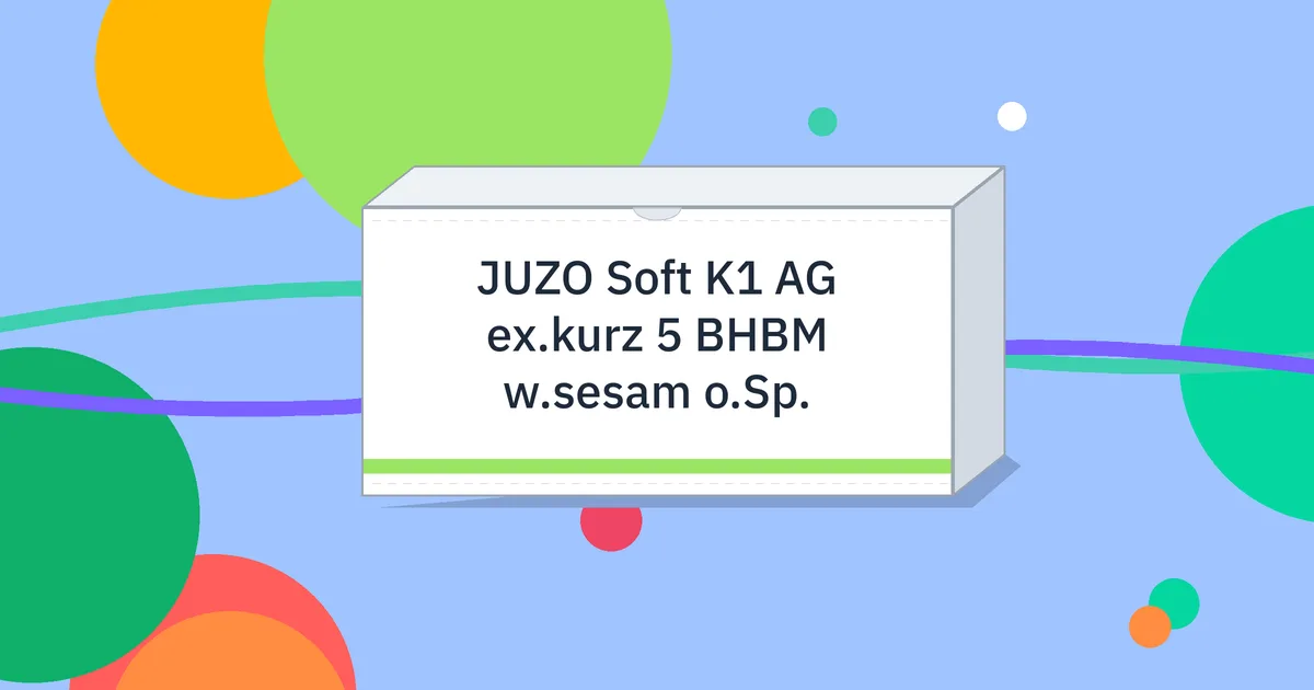 Symbolbild: Packung mit der Aufschrift JUZO Soft K1 AG ex.kurz 5 BHBM w.sesam o.Sp. (PZN 14866192) – Verfügbarkeit und Bezug in Apotheken in Frankfurt am Main