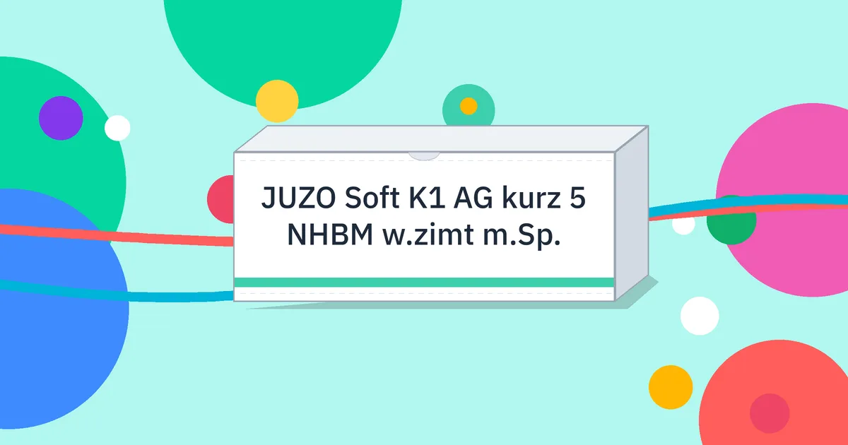 Symbolbild: Packung mit der Aufschrift JUZO Soft K1 AG kurz 5 NHBM w.zimt m.Sp. (PZN 15016550) – Verfügbarkeit und Bezug in Apotheken in Frankfurt am Main