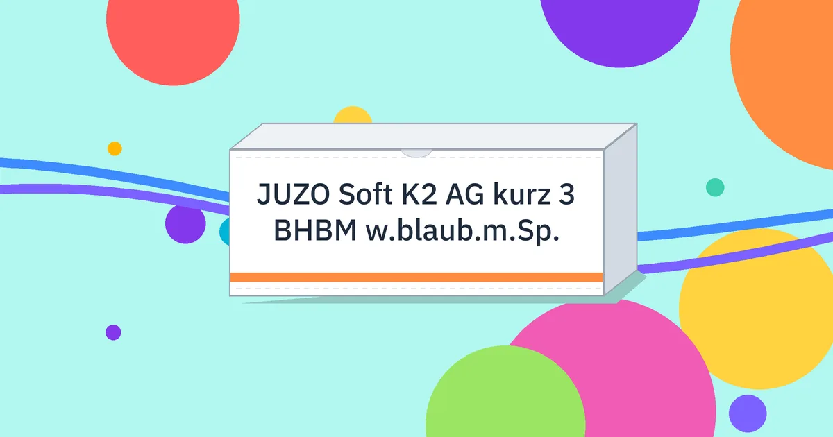 Symbolbild: Packung mit der Aufschrift JUZO Soft K2 AG kurz 3 BHBM w.blaub.m.Sp. (PZN 14867607) – Verfügbarkeit und Bezug in Apotheken in Frankfurt am Main