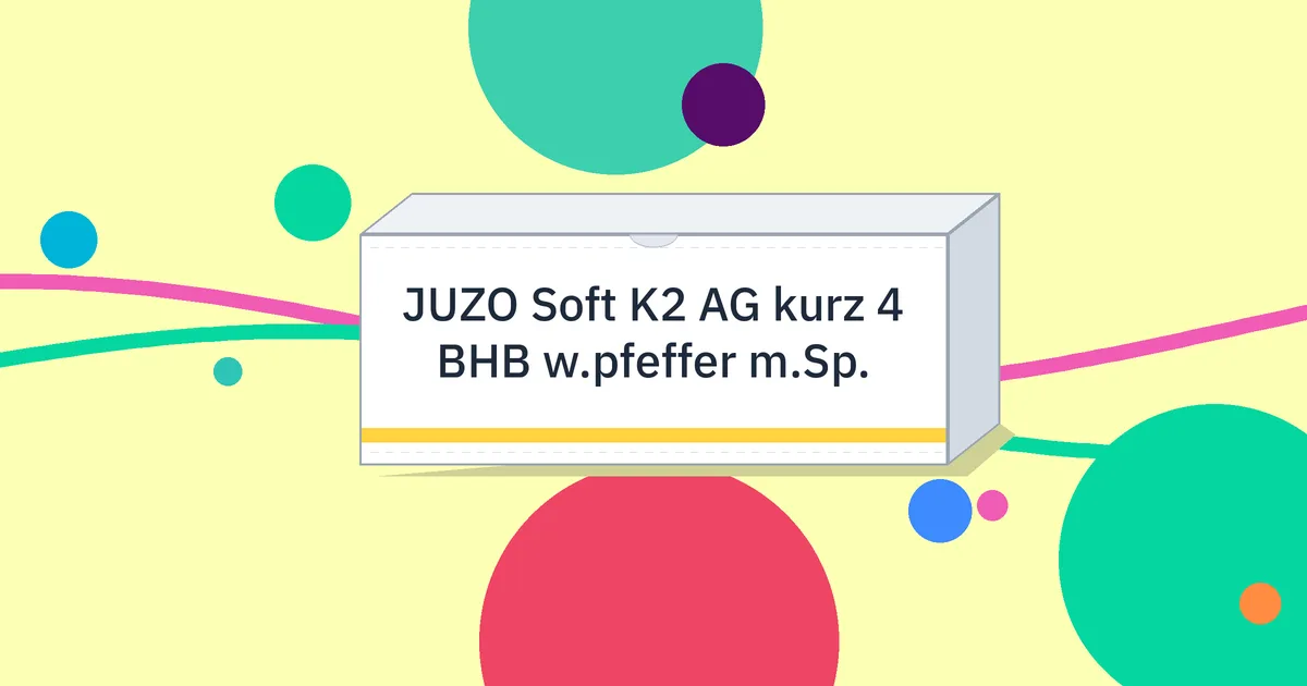 Symbolbild: Packung mit der Aufschrift JUZO Soft K2 AG kurz 4 BHB w.pfeffer m.Sp. (PZN 14841878) – Verfügbarkeit und Bezug in Apotheken in Frankfurt am Main