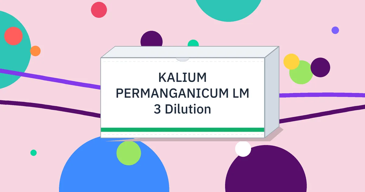 Symbolbild: Packung mit der Aufschrift KALIUM PERMANGANICUM LM 3 Dilution (PZN 12924005) – Verfügbarkeit und Bezug in Apotheken in Frankfurt am Main