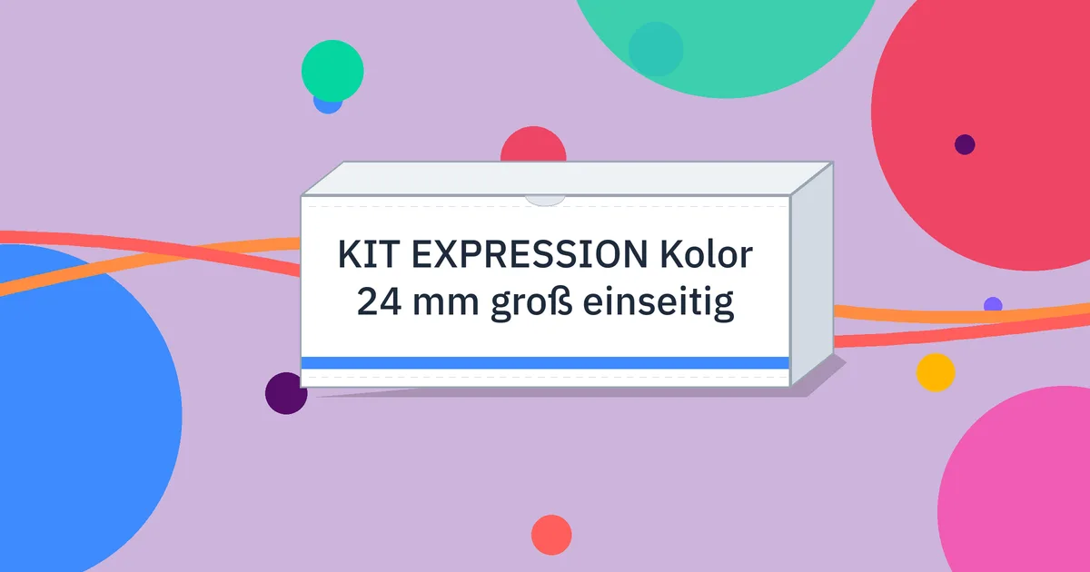 Symbolbild: Packung mit der Aufschrift KIT EXPRESSION Kolor 24 mm groß einseitig (PZN 10134049) – Verfügbarkeit und Bezug in Apotheken in Frankfurt am Main