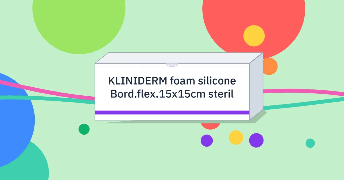 Symbolbild: Packung mit der Aufschrift KLINIDERM foam silicone Bord.flex.15x15cm steril (PZN 19869019) – Verfügbarkeit und Bezug in Apotheken in Frankfurt am Main