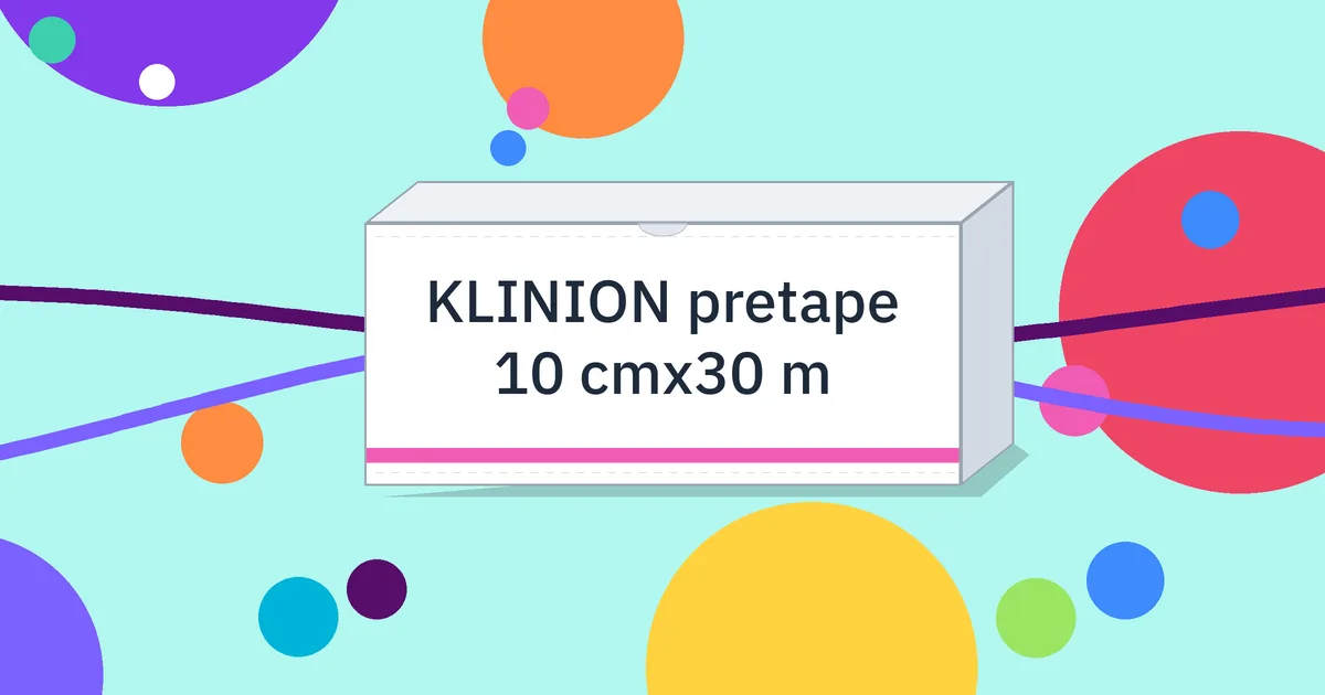 Symbolbild: Packung mit der Aufschrift KLINION pretape 10 cmx30 m (PZN 19640529) – Verfügbarkeit und Bezug in Apotheken in Frankfurt am Main