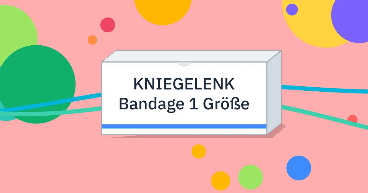 Symbolbild: Packung mit der Aufschrift KNIEGELENK Bandage 1 Größe (PZN 00592868) – Verfügbarkeit und Bezug in Apotheken in Frankfurt am Main