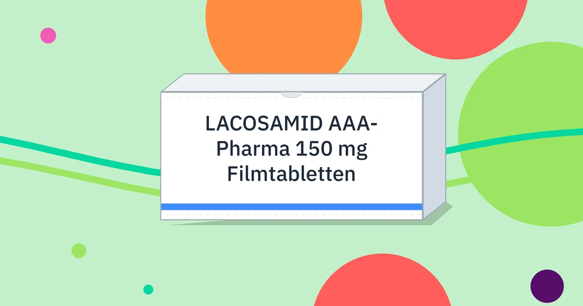 Symbolbild: Packung mit der Aufschrift LACOSAMID AAA-Pharma 150 mg Filmtabletten (PZN 17593872) – Verfügbarkeit und Bezug in Apotheken in Frankfurt am Main