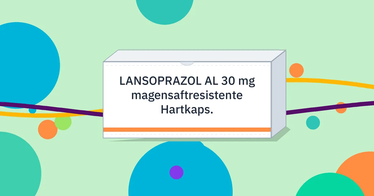 Symbolbild: Packung mit der Aufschrift LANSOPRAZOL AL 30 mg magensaftresistente Hartkaps. (PZN 04306641) – Verfügbarkeit und Bezug in Apotheken in Frankfurt am Main