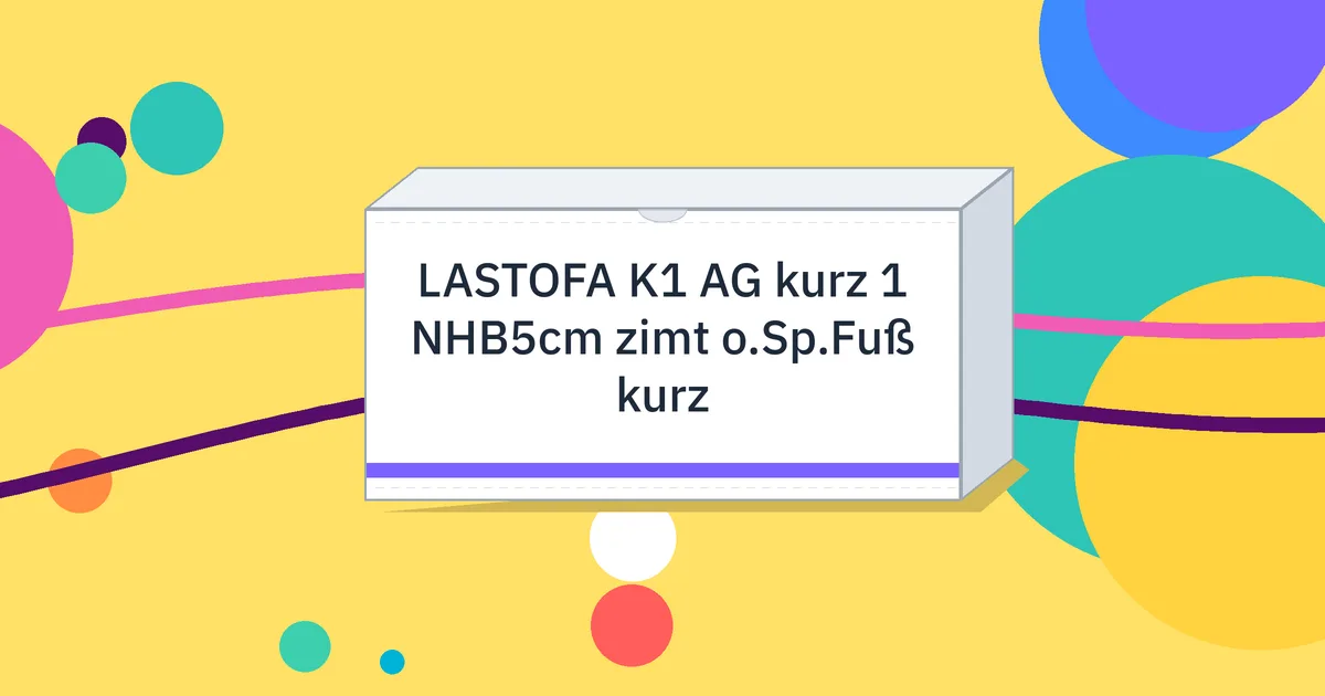 Symbolbild: Packung mit der Aufschrift LASTOFA K1 AG kurz 1 NHB5cm zimt o.Sp.Fuß kurz (PZN 13788805) – Verfügbarkeit und Bezug in Apotheken in Frankfurt am Main