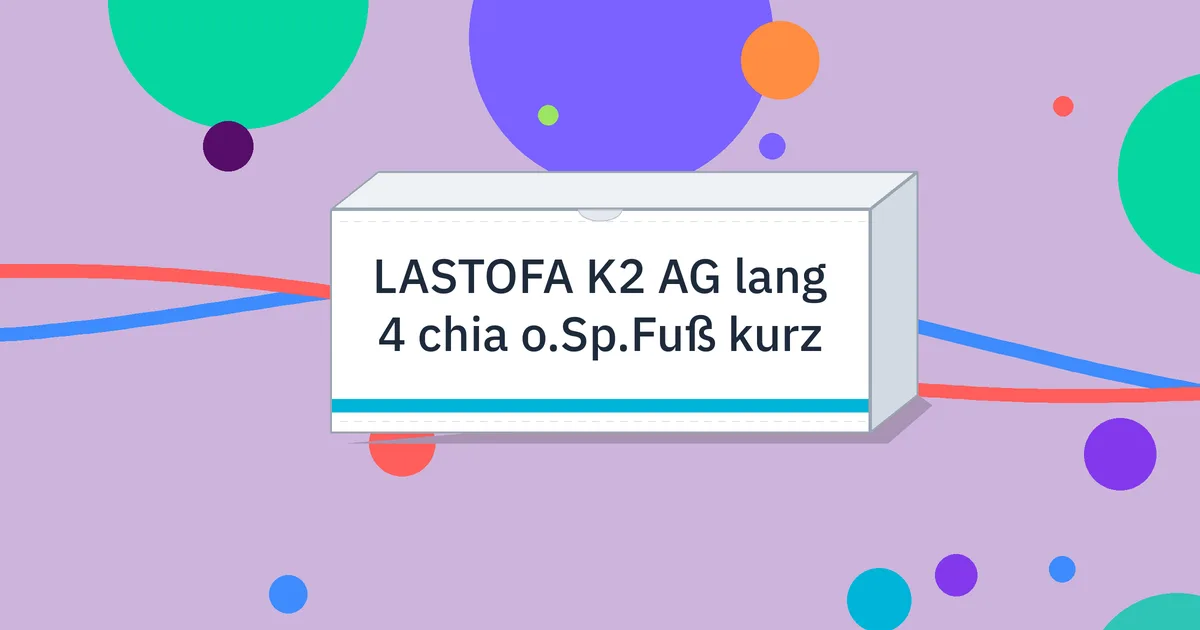 Symbolbild: Packung mit der Aufschrift LASTOFA K2 AG lang 4 chia o.Sp.Fuß kurz (PZN 13804941) – Verfügbarkeit und Bezug in Apotheken in Frankfurt am Main