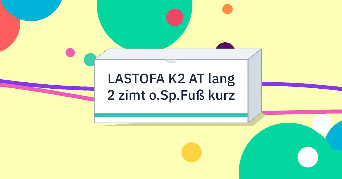 Symbolbild: Packung mit der Aufschrift LASTOFA K2 AT lang 2 zimt o.Sp.Fuß kurz (PZN 13808608) – Verfügbarkeit und Bezug in Apotheken in Frankfurt am Main