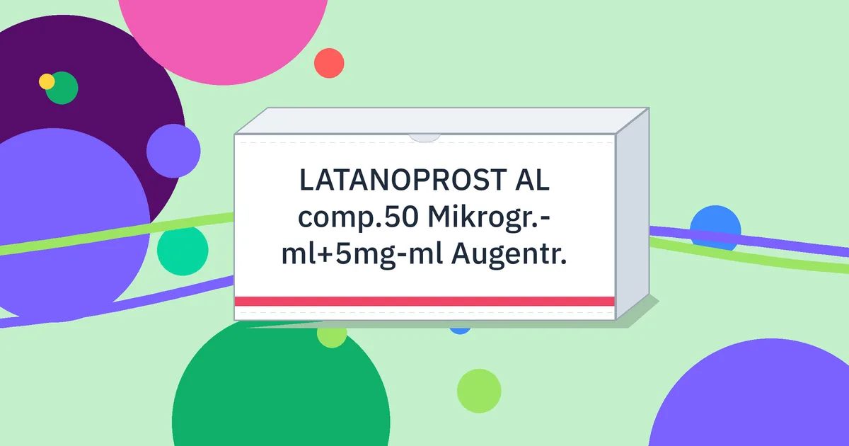 Symbolbild: Packung mit der Aufschrift LATANOPROST AL comp.50 Mikrogr.-ml+5mg-ml Augentr. (PZN 09297148) – Verfügbarkeit und Bezug in Apotheken in Frankfurt am Main