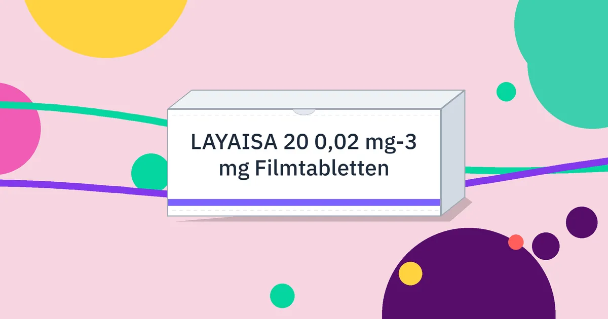 Symbolbild: Packung mit der Aufschrift LAYAISA 20 0,02 mg-3 mg Filmtabletten (PZN 11857005) – Verfügbarkeit und Bezug in Apotheken in Frankfurt am Main