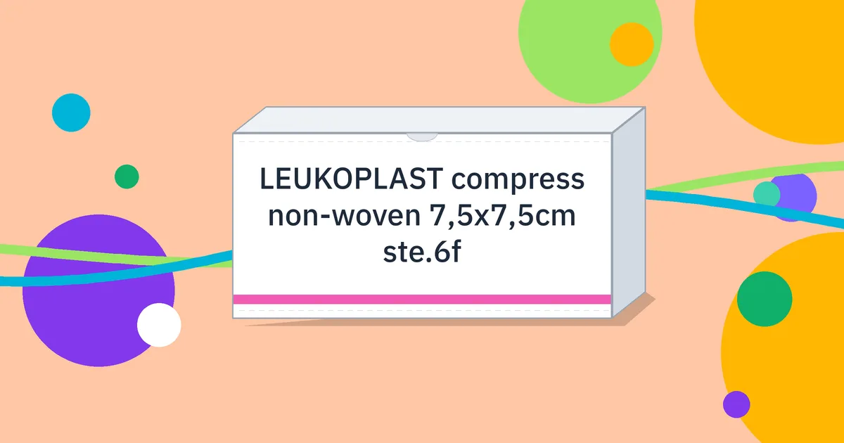Symbolbild: Packung mit der Aufschrift LEUKOPLAST compress non-woven 7,5x7,5cm ste.6f (PZN 19064445) – Verfügbarkeit und Bezug in Apotheken in Frankfurt am Main