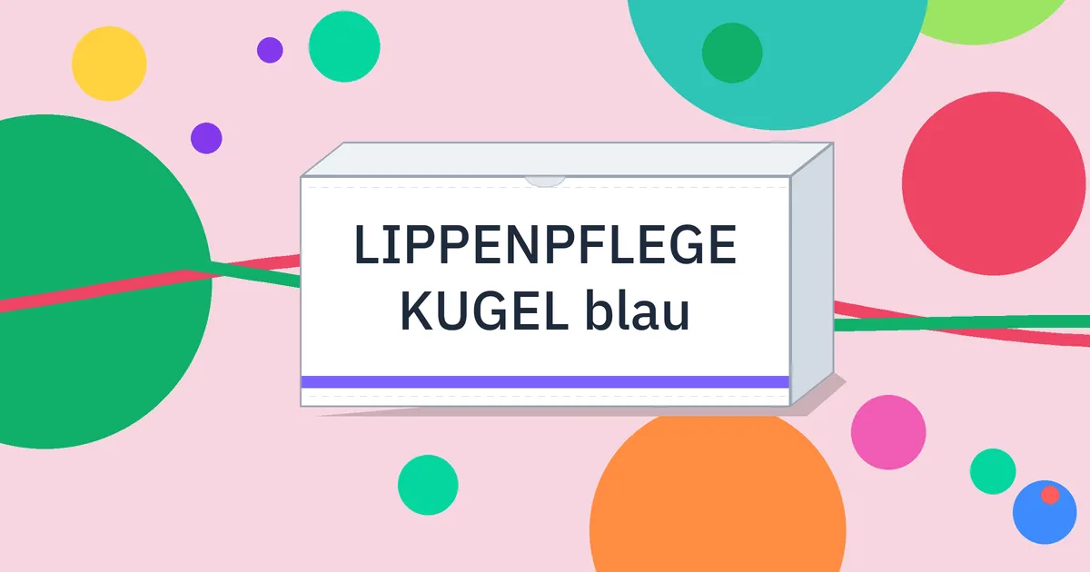 Symbolbild: Packung mit der Aufschrift LIPPENPFLEGE KUGEL blau (PZN 11731770) – Verfügbarkeit und Bezug in Apotheken in Frankfurt am Main
