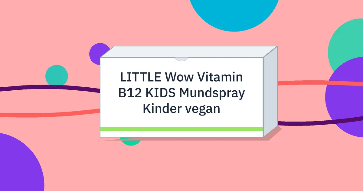Symbolbild: Packung mit der Aufschrift LITTLE Wow Vitamin B12 KIDS Mundspray Kinder vegan (PZN 17942255) – Verfügbarkeit und Bezug in Apotheken in Frankfurt am Main