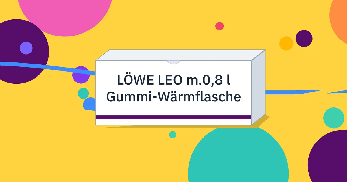 Symbolbild: Packung mit der Aufschrift LÖWE LEO m.0,8 l Gummi-Wärmflasche (PZN 19392741) – Verfügbarkeit und Bezug in Apotheken in Frankfurt am Main
