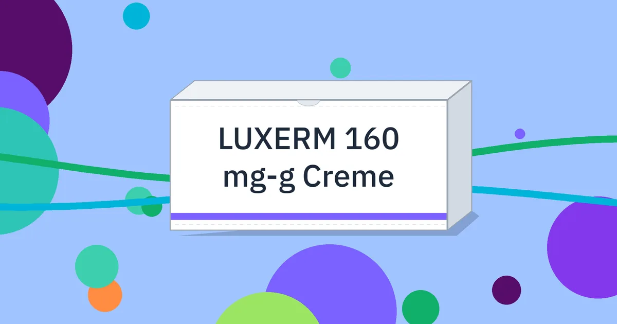 Symbolbild: Packung mit der Aufschrift LUXERM 160 mg-g Creme (PZN 11653840) – Verfügbarkeit und Bezug in Apotheken in Frankfurt am Main