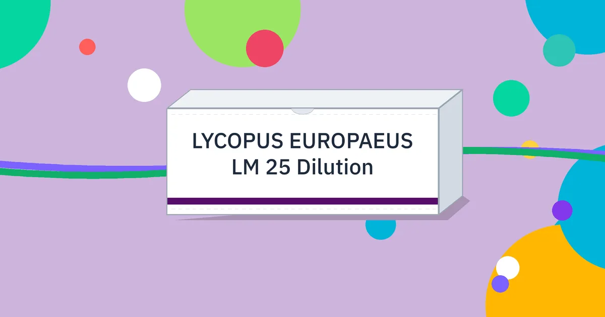 Symbolbild: Packung mit der Aufschrift LYCOPUS EUROPAEUS LM 25 Dilution (PZN 13538190) – Verfügbarkeit und Bezug in Apotheken in Frankfurt am Main