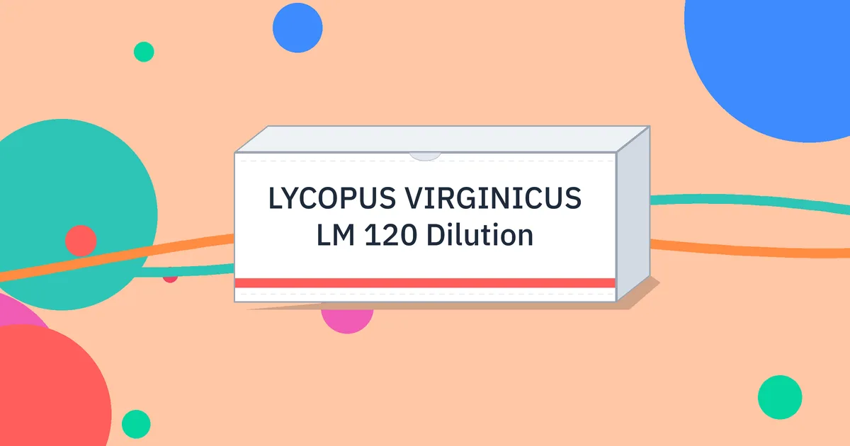 Symbolbild: Packung mit der Aufschrift LYCOPUS VIRGINICUS LM 120 Dilution (PZN 13538801) – Verfügbarkeit und Bezug in Apotheken in Frankfurt am Main
