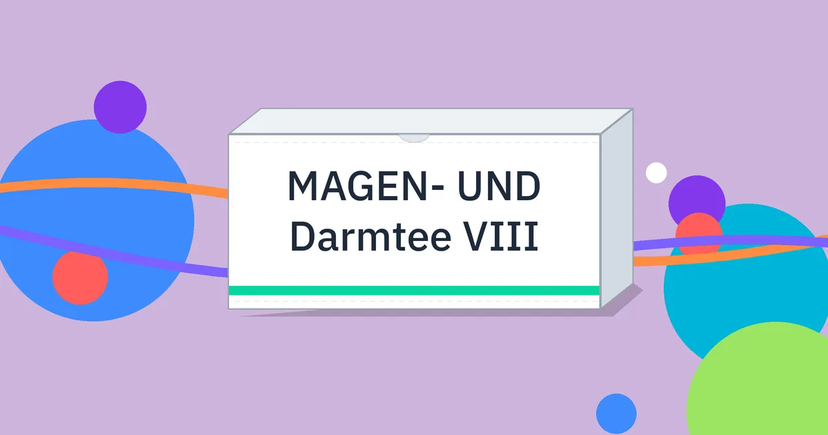 Symbolbild: Packung mit der Aufschrift MAGEN- UND Darmtee VIII (PZN 03962260) – Verfügbarkeit und Bezug in Apotheken in Frankfurt am Main
