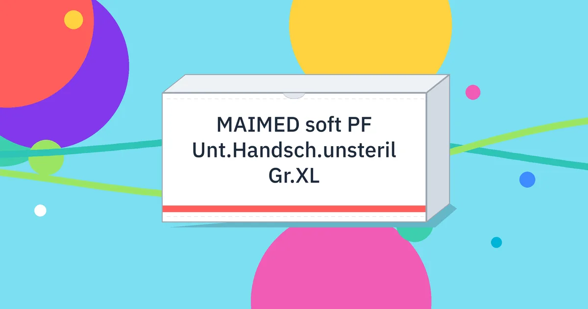 Symbolbild: Packung mit der Aufschrift MAIMED soft PF Unt.Handsch.unsteril Gr.XL (PZN 02665784) – Verfügbarkeit und Bezug in Apotheken in Frankfurt am Main