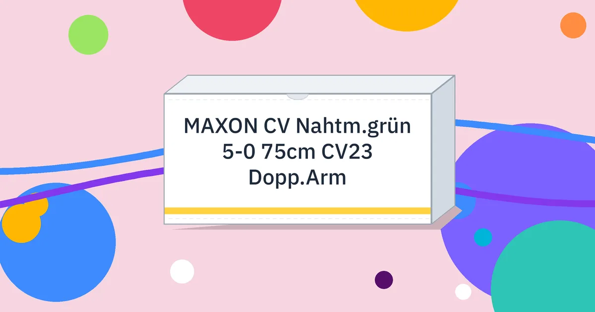 Symbolbild: Packung mit der Aufschrift MAXON CV Nahtm.grün 5-0 75cm CV23 Dopp.Arm (PZN 18258928) – Verfügbarkeit und Bezug in Apotheken in Frankfurt am Main