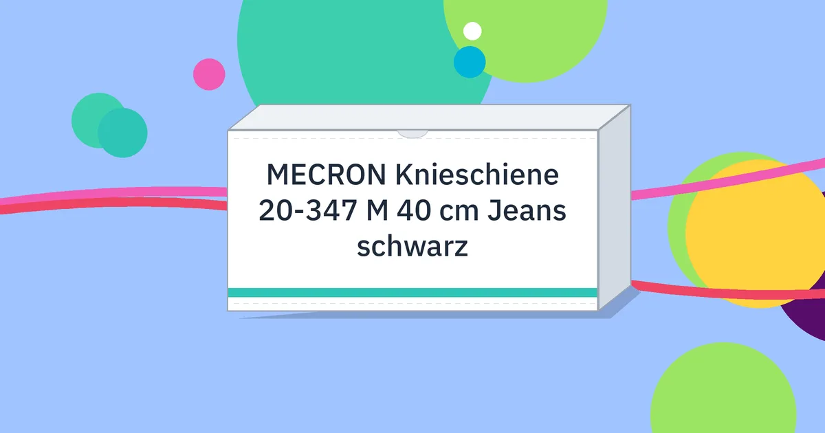 Symbolbild: Packung mit der Aufschrift MECRON Knieschiene 20-347 M 40 cm Jeans schwarz (PZN 02910019) – Verfügbarkeit und Bezug in Apotheken in Frankfurt am Main