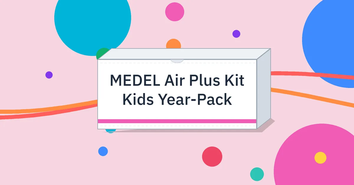 Symbolbild: Packung mit der Aufschrift MEDEL Air Plus Kit Kids Year-Pack (PZN 16897541) – Verfügbarkeit und Bezug in Apotheken in Frankfurt am Main