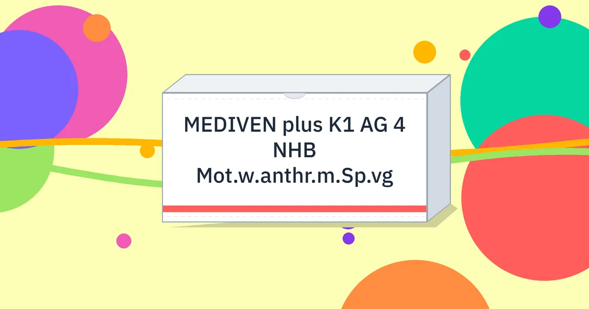 Symbolbild: Packung mit der Aufschrift MEDIVEN plus K1 AG 4 NHB Mot.w.anthr.m.Sp.vg (PZN 15919453) – Verfügbarkeit und Bezug in Apotheken in Frankfurt am Main