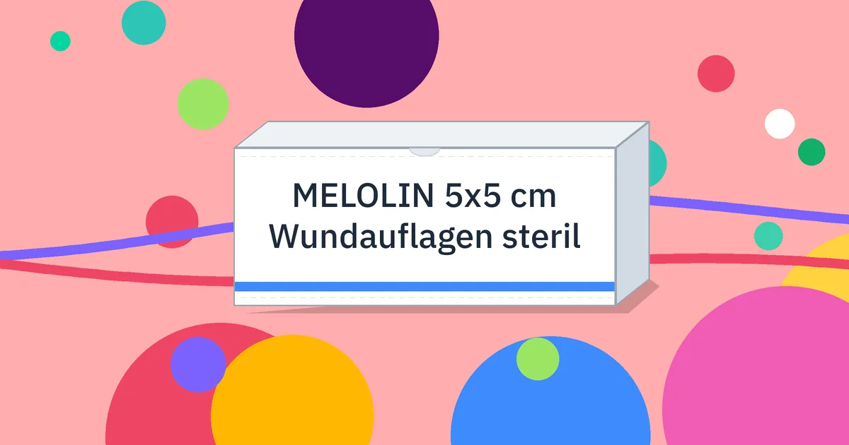 Symbolbild: Packung mit der Aufschrift MELOLIN 5x5 cm Wundauflagen steril (PZN 03161324) – Verfügbarkeit und Bezug in Apotheken in Frankfurt am Main