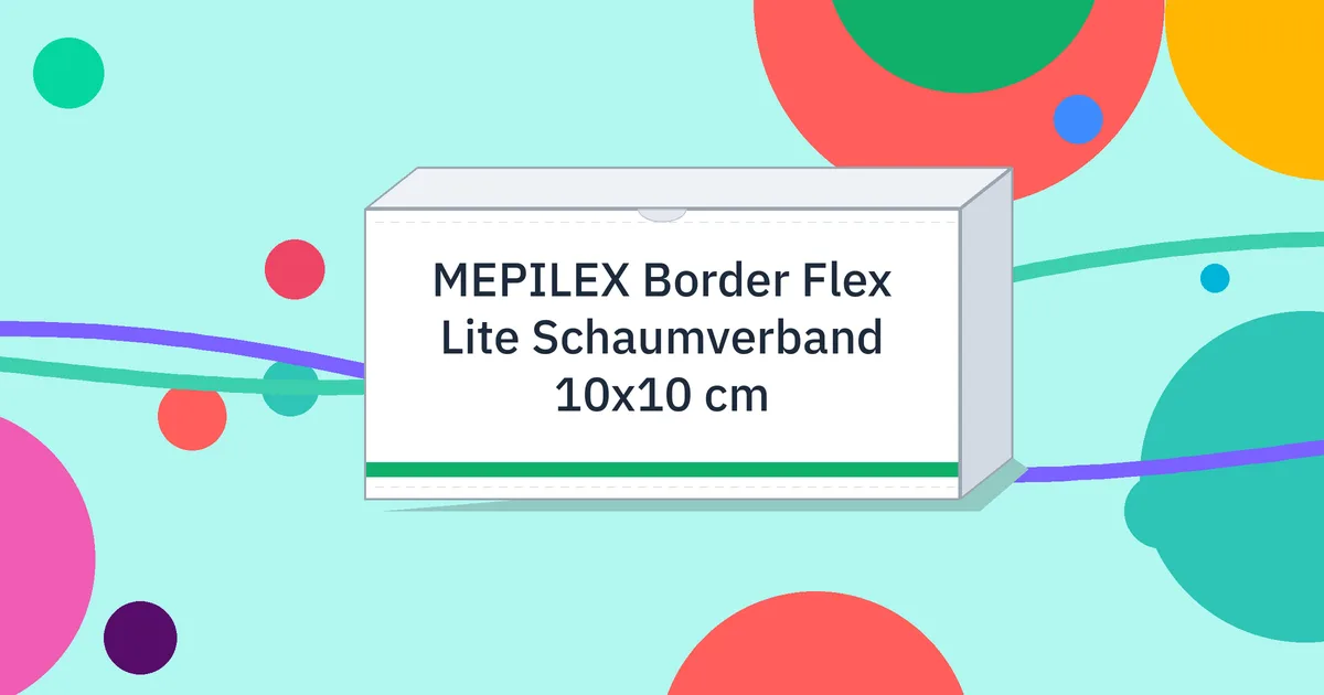 Symbolbild: Packung mit der Aufschrift MEPILEX Border Flex Lite Schaumverband 10x10 cm (PZN 18231013) – Verfügbarkeit und Bezug in Apotheken in Frankfurt am Main