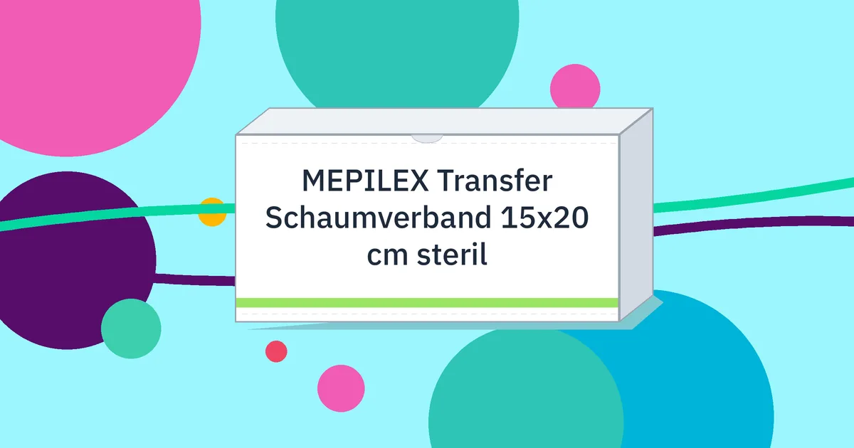 Symbolbild: Packung mit der Aufschrift MEPILEX Transfer Schaumverband 15x20 cm steril (PZN 18052233) – Verfügbarkeit und Bezug in Apotheken in Frankfurt am Main