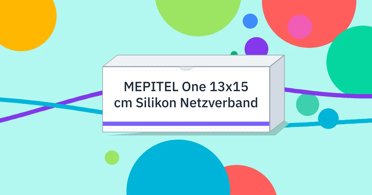 Symbolbild: Packung mit der Aufschrift MEPITEL One 13x15 cm Silikon Netzverband (PZN 17309049) – Verfügbarkeit und Bezug in Apotheken in Frankfurt am Main