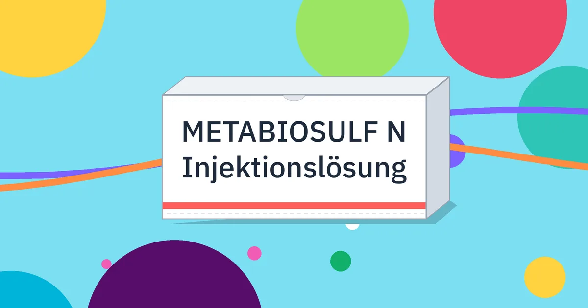 Symbolbild: Packung mit der Aufschrift METABIOSULF N Injektionslösung (PZN 01557650) – Verfügbarkeit und Bezug in Apotheken in Frankfurt am Main
