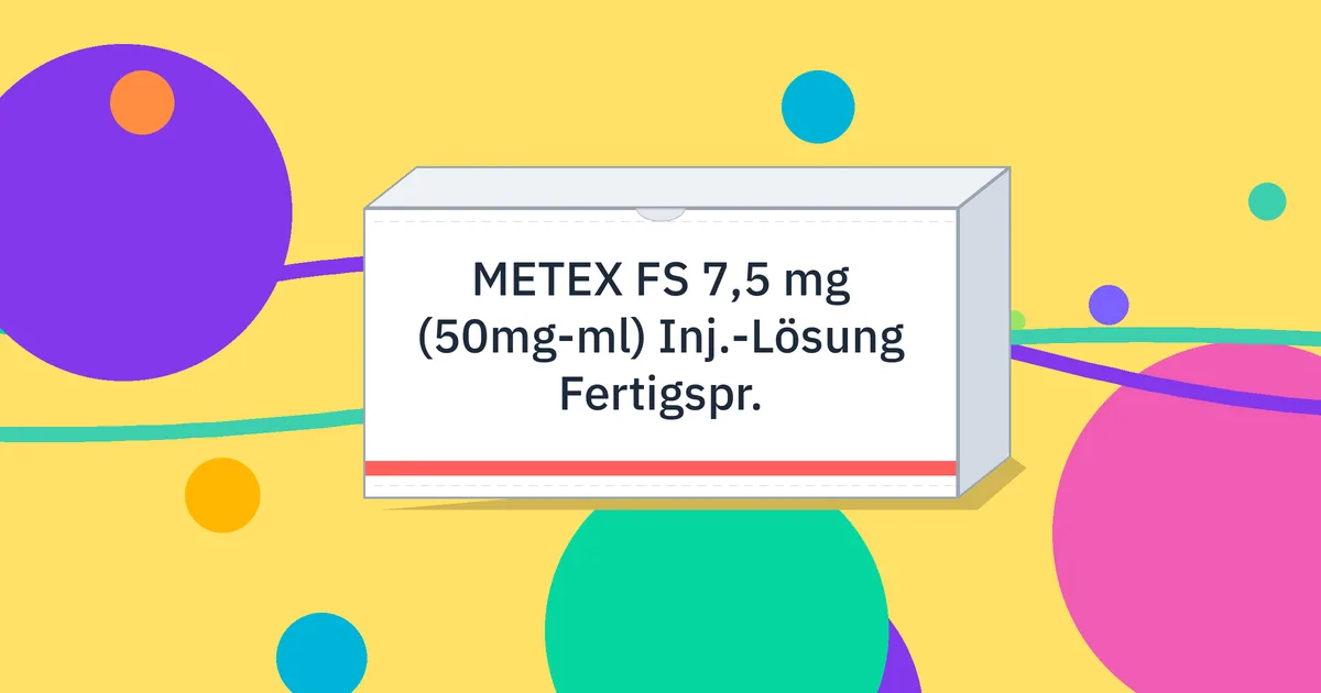 Symbolbild: Packung mit der Aufschrift METEX FS 7,5 mg (50mg-ml) Inj.-Lösung Fertigspr. (PZN 18502601) – Verfügbarkeit und Bezug in Apotheken in Frankfurt am Main