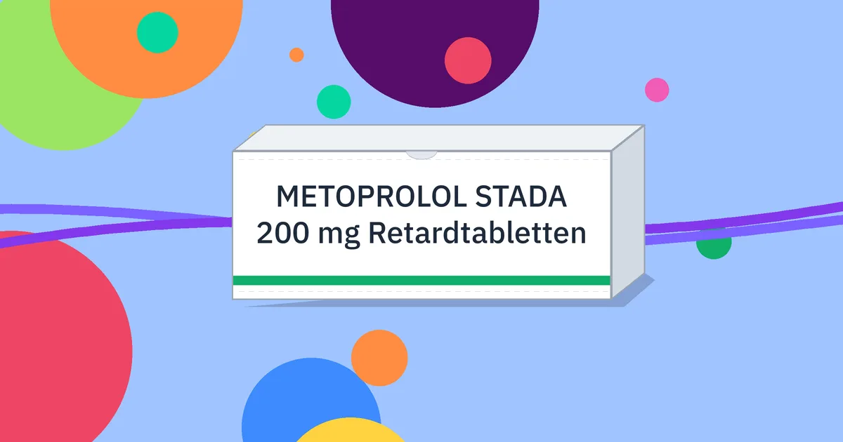 Symbolbild: Packung mit der Aufschrift METOPROLOL STADA 200 mg Retardtabletten (PZN 03722596) – Verfügbarkeit und Bezug in Apotheken in Frankfurt am Main